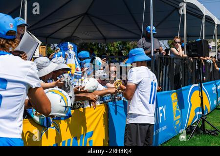 Los Angeles Chargers kicker Cameron Dicker (11) stands for the national ...