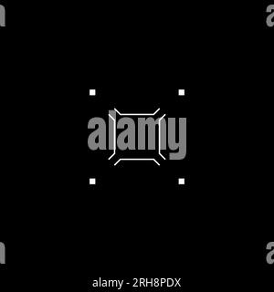 Modern GUI rectangle aim, sight, HUD reticle, cyberpunk aesthetics ...