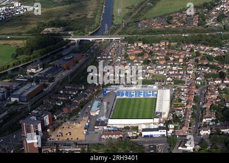 Aerial View of The POSH Peterborough Football Club Stadium Drone Weston ...