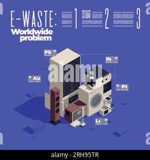 Garbage isometric infographics composition with icons of trash can ...