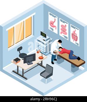 endoscopic procedure gastroenterologist isometric icon vector ...