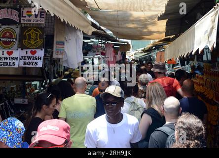 The vibrant and crowded Carmel Market in Tel-Aviv, Israel Stock Photo ...