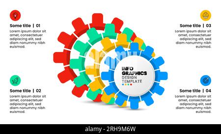 Gears, cogwheel vector icons, infographic template, set of flat design ...