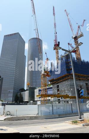 Construction of the Azrieli Spiral tower in Tel-Aviv, Israel Stock ...