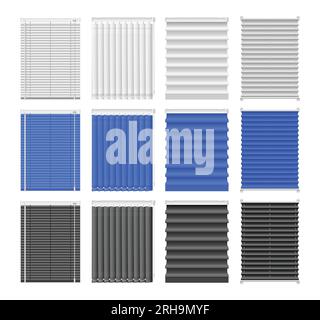 Realistic window blinds set of isolated images with modern interior ...