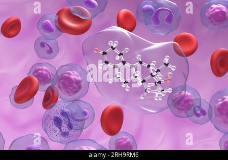 Tetrahydrogestrinone (THG) structure in the blood flow ball and stick ...