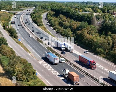 M11 motorway junction aerial drone Essex UK Stock Photo - Alamy