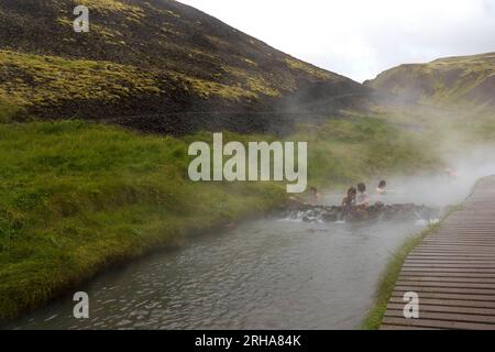 Reykjadalur Valley Hot Spring Thermal River. Hverager, Iceland Stock ...
