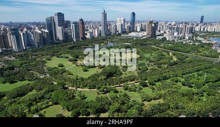 Aerial photo of haikou evergreen park and binhai CBD Stock Photo - Alamy