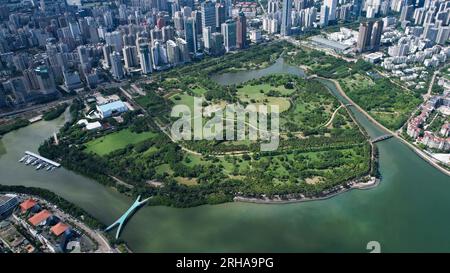 Aerial photo of haikou evergreen park and binhai CBD Stock Photo - Alamy