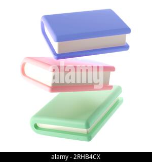 3D Stack of Closed Book falling down in air Icon. Isolated with ...
