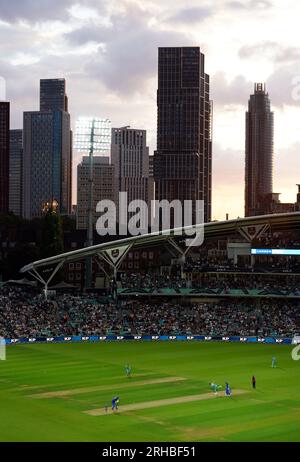 Spencer Johnson of Oval Invincibles bowls during the The Hundred match ...