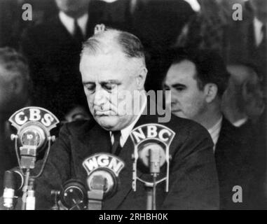 President Franklin Delano Roosevelt Broadcasting a Speech Over Radio ...