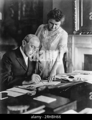 President Wilson at His Desk in the White House Stock Photo - Alamy