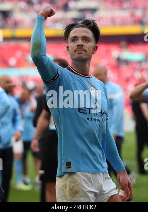 Jack Grealish of Manchester City celebrates his goal to make it 4-0 ...