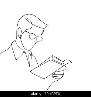 continuous line drawing of someone reading a book Stock Vector Image ...