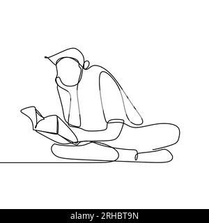continuous line drawing of someone reading a book Stock Vector Image ...