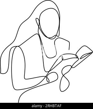 continuous line drawing of someone reading a book Stock Vector Image ...