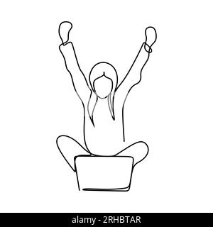 drawing a continuous line of office employees successfully completing ...