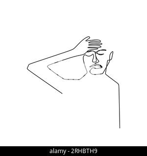 drawing a continuous line of facial expressions Stock Vector Image ...