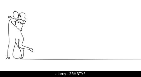 the line drawing keeps the teen couple hugging very romantic Stock ...