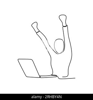 drawing a continuous line of office employees successfully completing ...