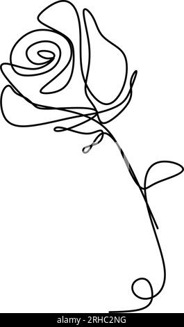Rose, one line drawing vector illustration Stock Vector Image & Art - Alamy