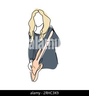 continuous line drawing of rocker guitarist players Stock Vector Image ...