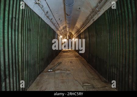 Old vaulted corridor of Soviet bunker, echo of Cold War Stock Photo - Alamy
