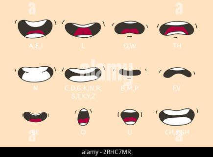 Cartoon talking mouth and lips expressions. Talking mouths lips for ...