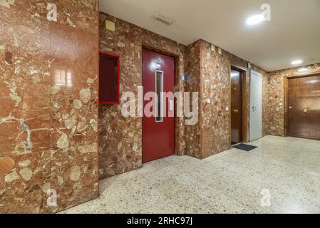 Access portal to a residential building with marble stairs of various ...