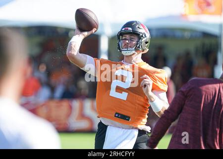 Tampa Bay Buccaneers quarterback Kyle Trask (2) hands off to running ...