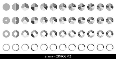 Circle pie chart. 2,3,4,5,6,7,8,9,10,11,12 sections or steps. Flat process cycle. Progress ...