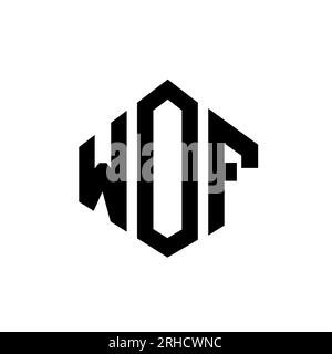 WOF letter logo design with polygon shape. WOF polygon and cube shape ...