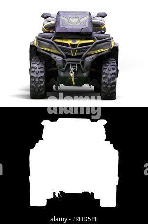 Four quad yellow bike front side view 3d render on white Stock Photo ...