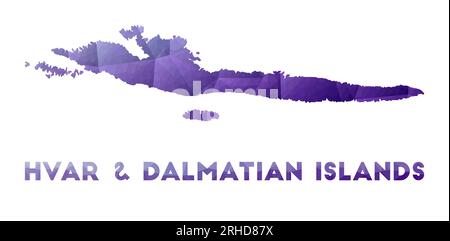 Low poly map of Hvar & Dalmatian Islands. Geometric illustration of the ...