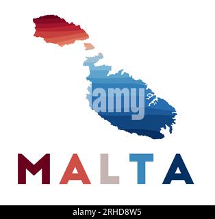 Malta map in modern style with flag of Malta on left side. Vector ...