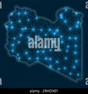 Network map of Libya. Country digital connections map. Technology ...