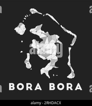 Bora Bora icon. Map on dark background. Stylish island map with name ...