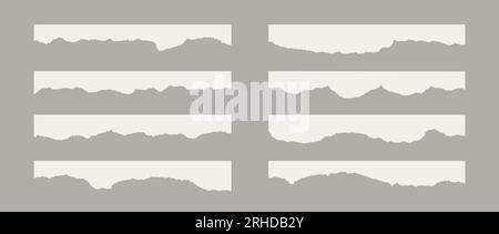 Torn thin and long pieces of paper. Black cutout paper strips with ...