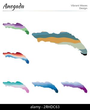 Anegada map. Collection of maps of Anegada in dotted style. Borders of ...