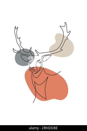 One line deer design silhouette. Hand drawn minimalism style vector ...