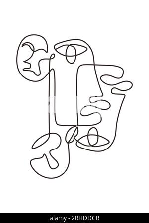 Fashion Cubism One line drawing human face with organic shapes Stock ...