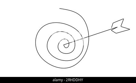 One single line of arrow stuck in the board isolated on white ...