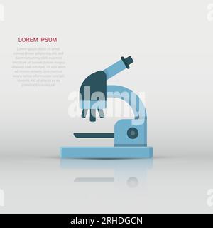 Microscope icon in flat style. Laboratory magnifier vector illustration ...