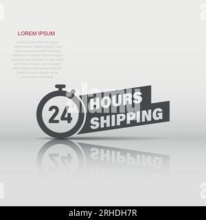Shipping 24 hours icon in flat style. Delivery countdown vector ...