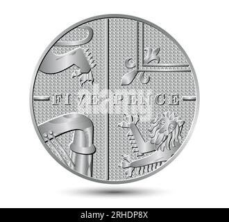 Five Pence coin isolated on a white background. Vector illustration ...