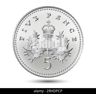 Five Pence coin isolated on a white background. Vector illustration ...