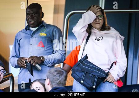 Kylian Mbappe and his father Wilfrid Mbappe during the red carpet ...