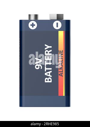 Nine volt alkaline battery on white background Stock Photo - Alamy